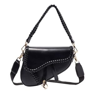 ANLJED Women Trendy Saddle Shoulder Bag Clutch Purse Underarm Handbag Satchel HandBag Crossbody Bag