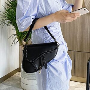 ANLJED Women Trendy Saddle Shoulder Bag Clutch Purse Underarm Handbag Satchel HandBag Crossbody Bag