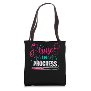 nurse in progress nurse funny nursing school tote bag