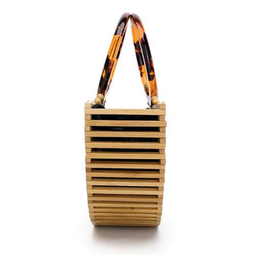 VAKAER Women Bamboo Purse Summer Beach Tote Bag Handmade Large Handbag with Inner bag