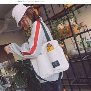 JBB Canvas Tote Bag for Women Crossbody Shoulder Handbags Teen Girl Cute Casual School Bag with Zipper