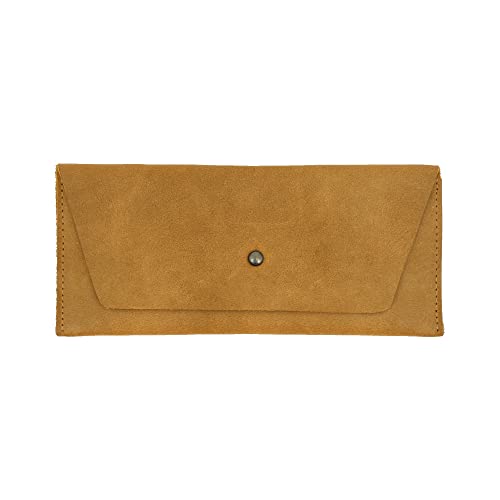 Weatherproof Leather, Long Utility Pouch Handmade from Suede Leather - Old Tobacco