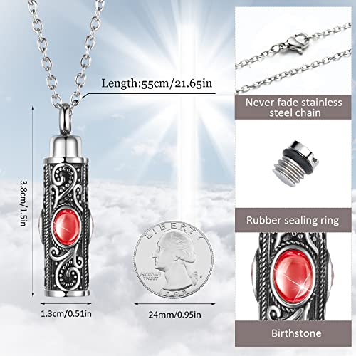 8 Pieces Cylinder Urn Necklace for Ashes Cremation Urn Pendant Necklaces Keepsake Necklace for Ashes Charm Stainless Steel Crystal Cremation Necklace PET Memorial Jewelry with Funnels for Men