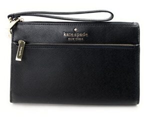 kate spade medium saffiano leather wristlet (black)