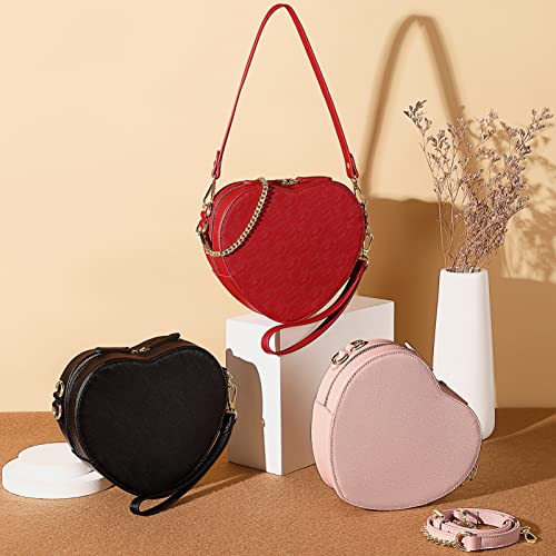 Cute Heart Purse for Women Girls Vegan Leather Crossbody Satchels Shoulder Handbag With Wrist Strap (Red)