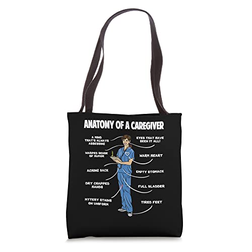 Anatomy Of A Caregiver Nurse Funny Elder People Nursing Tote Bag