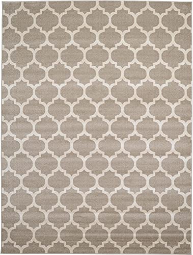 Rugs.com Lattice Collection Rug – 9' x 12' Light Brown Medium Rug Perfect for Living Rooms, Large Dining Rooms, Open Floorplans