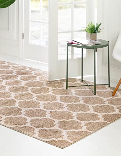 Rugs.com Lattice Collection Rug – 9' x 12' Light Brown Medium Rug Perfect for Living Rooms, Large Dining Rooms, Open Floorplans