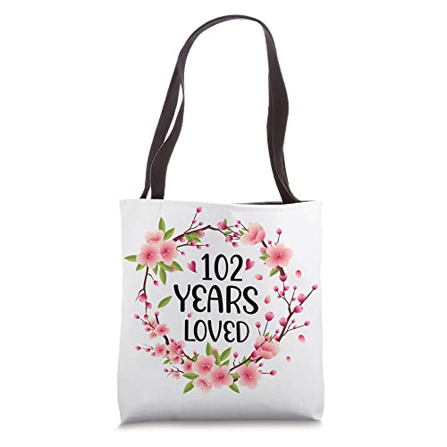 Floral 102 Years Old 102nd Birthday Women 102 Years Loved Tote Bag