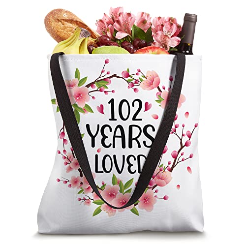 Floral 102 Years Old 102nd Birthday Women 102 Years Loved Tote Bag