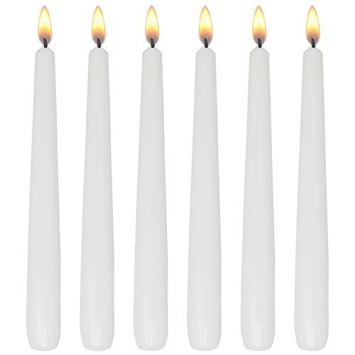 Taper Candles ,Tapered Candlesticks - dripless 8 Inch unscented, White , 6 Pack