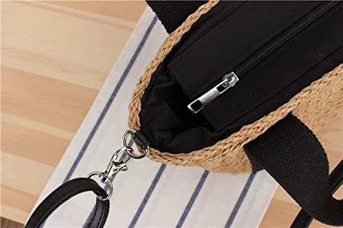 FAIRYSAN Women Straw Summer Beach Bag Handwoven Bag Crossbody Bag Shoulder Messenger Satchel Simple Leisure Bag Seaside Vacation Bag Square