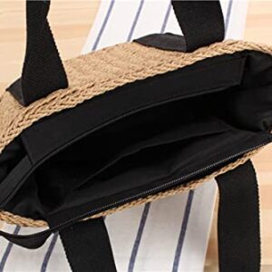 FAIRYSAN Women Straw Summer Beach Bag Handwoven Bag Crossbody Bag Shoulder Messenger Satchel Simple Leisure Bag Seaside Vacation Bag Square