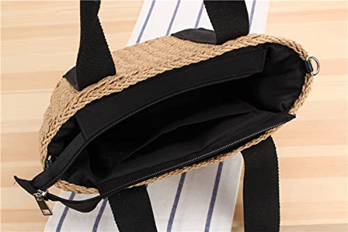 FAIRYSAN Women Straw Summer Beach Bag Handwoven Bag Crossbody Bag Shoulder Messenger Satchel Simple Leisure Bag Seaside Vacation Bag Square