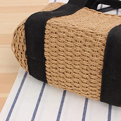 FAIRYSAN Women Straw Summer Beach Bag Handwoven Bag Crossbody Bag Shoulder Messenger Satchel Simple Leisure Bag Seaside Vacation Bag Square