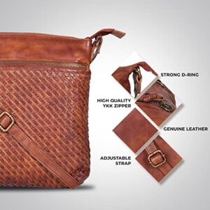 Genuine Leather Crossbody Sling bag for Women Crossover Tan Wash Bags for Women