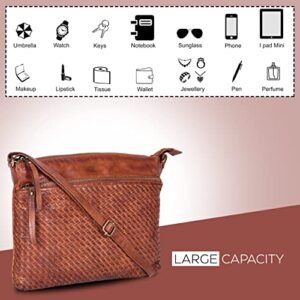 Genuine Leather Crossbody Sling bag for Women Crossover Tan Wash Bags for Women