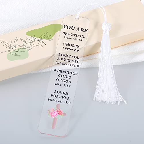 Inspirational Christian Bookmark Gifts for Women Bible Verse Acrylic Bookmark for Girl Daughter Sister Birthday Baptism Religious Church Gift for Female Friends Book Lover Graduation Gifts for Her