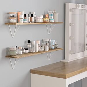 Wallniture Colmar Long Floating Shelves for Wall Storage, Bathroom Shelves for Over Toilet Storage, Living Room Bookshelf, Wood Wall Shelves for Bedroom, Kitchen Pantry, Laundry Room, Set of 2