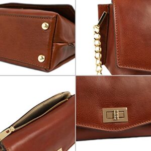 Time Resistance Leather Crossbody Bag for Women - Full Grain Leather Shoulder Bag - Stylish Messenger Bag Purse (Cognac)