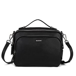 small crossbody bags for women leather shoulder purses vegan women cross body bag multi pocket purse black