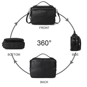 Small Crossbody Bags for Women Leather Shoulder Purses Vegan women Cross body Bag Multi Pocket Purse Black