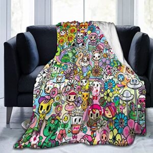 tokidoki ultra-soft throw blanket warm fleece blanket lambswool blanket for couch bed sofa 80″x60″