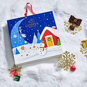 Godiva Chocolatier Holiday 2022 Blue Advent Calendar – Assorted Individually Wrapped Dark and Milk Chocolates – 24 Piece Christmas Countdown - Unique Gift for Chocolate Lovers