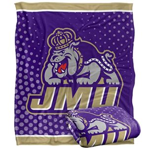 james madison university dukes blanket, 36″x58″ logo dots, silky touch sherpa back super soft throw