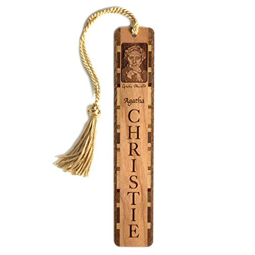 Agatha Christie Author with Signature Engraved Wooden Bookmark - Also Available with Personalization - Made in USA