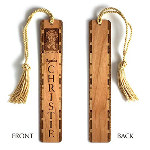 Agatha Christie Author with Signature Engraved Wooden Bookmark - Also Available with Personalization - Made in USA