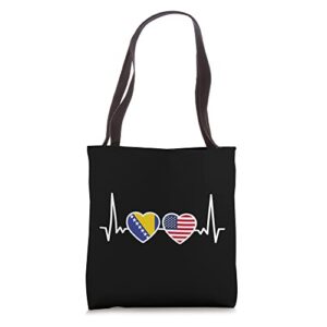 bosnia herzegovina usa heartbeat flag american bosnian tote bag