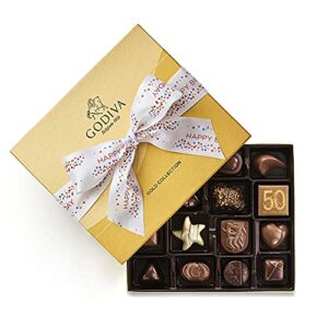 godiva chocolatier assorted chocolate truffles gold gift box, happy birthday ribbon, 19-pieces, 7.2 ounce