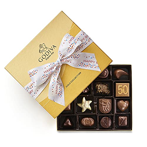 Godiva Chocolatier Assorted Chocolate Truffles Gold Gift Box, Happy Birthday Ribbon, 19-Pieces, 7.2 Ounce