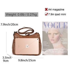 Small Crossbody Bags for Women Leather Shoulder Purses Vegan women Cross body Bag Mini Purse and Handbag Lightweight Ladies Pocketbook Brown