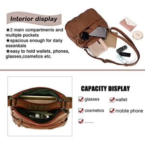 Small Crossbody Bags for Women Leather Shoulder Purses Vegan women Cross body Bag Mini Purse and Handbag Lightweight Ladies Pocketbook Brown