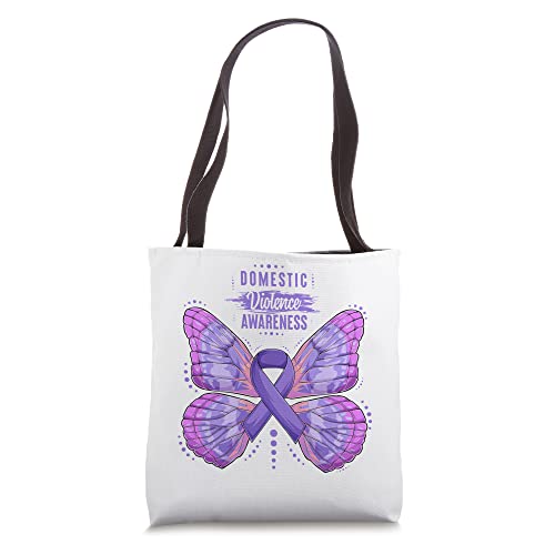 Family Domestic Violence Awareness Purple Ribbon butterfly Tote Bag