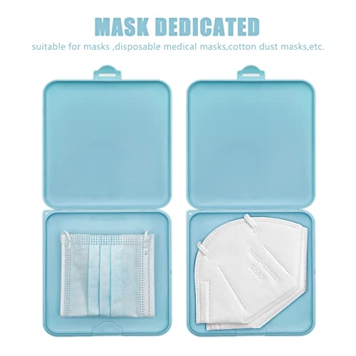 LYFJXX Mask Storage Case,4 Pack Portable Plastic Mask Storage Case, Reusable Mask Organizer to Protect and Store Disposable Masks Blue