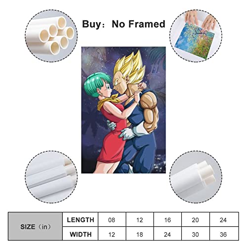 ENYPOLIS Anime Poster Vegeta and Bulma Posters & Prints on Canvas Wall Art Poster for Room Decor Unframe 12x18inch(30x45cm)