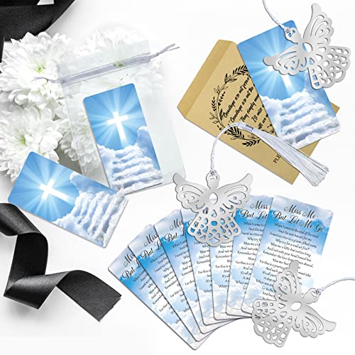 24 Sets Funeral Favors Set Includes 24 Bereavement Poem Double Sided Funeral Prayer Cards 24 Kraft Seed Envelopes 24 Stainless Steel Tassels Angel Bookmark and 24 Organza Bags for Remembrance Funeral