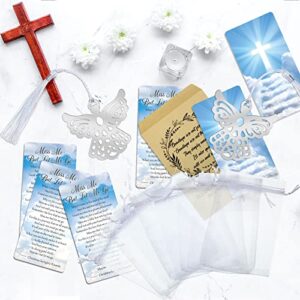 24 Sets Funeral Favors Set Includes 24 Bereavement Poem Double Sided Funeral Prayer Cards 24 Kraft Seed Envelopes 24 Stainless Steel Tassels Angel Bookmark and 24 Organza Bags for Remembrance Funeral