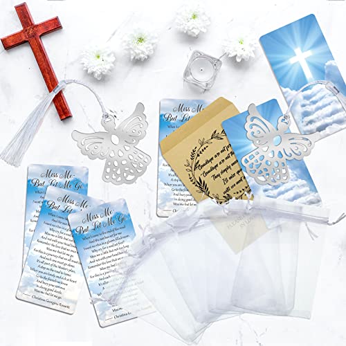 24 Sets Funeral Favors Set Includes 24 Bereavement Poem Double Sided Funeral Prayer Cards 24 Kraft Seed Envelopes 24 Stainless Steel Tassels Angel Bookmark and 24 Organza Bags for Remembrance Funeral