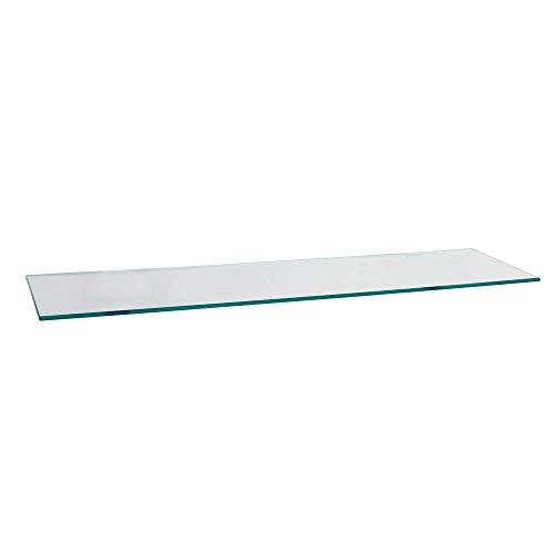 Pro Safe Glass 8" X 48" Rectangle Tempered Clear Floating Glass Shelf - Glass Only