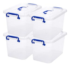 zhenfan 6.5 quart clear storage latch box/bin with lids, 6.5 liter plastic organize bins with handle, 4-pack