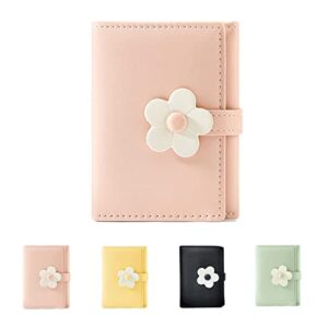 meisee cute small wallet for girls women tri-folded wallet cash pocket flowers pu leather print card holder coin purse with id window (2-pink)