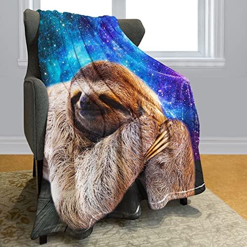 YISUMEI Galaxy Sloth Throw Blanket Cute Sloth Nebula Milky Way Fleece Blanket Soft Warm Cozy for Sofa Couch Bed 50"x60"