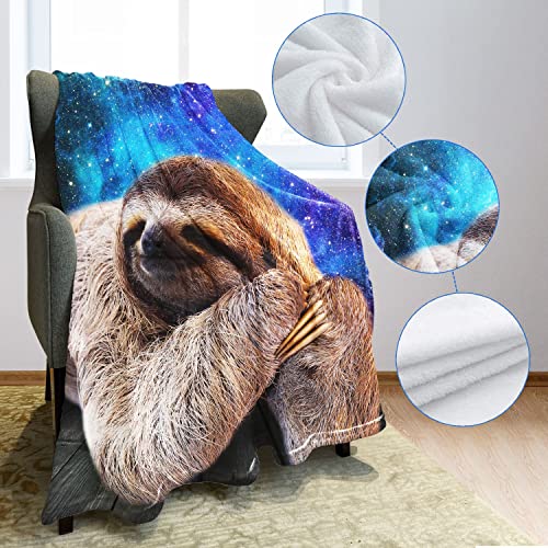 YISUMEI Galaxy Sloth Throw Blanket Cute Sloth Nebula Milky Way Fleece Blanket Soft Warm Cozy for Sofa Couch Bed 50"x60"