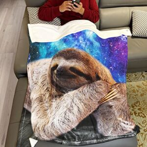 YISUMEI Galaxy Sloth Throw Blanket Cute Sloth Nebula Milky Way Fleece Blanket Soft Warm Cozy for Sofa Couch Bed 50"x60"