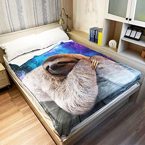 YISUMEI Galaxy Sloth Throw Blanket Cute Sloth Nebula Milky Way Fleece Blanket Soft Warm Cozy for Sofa Couch Bed 50"x60"