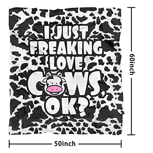 CusFuk Cute Cow Throw Blankets All Season Bed Blanket Decorative Home Farm Decor Gift Blanket 50x60 Inch with Socks for Girls Women Black-cow 50 inch x60 inch